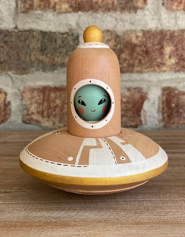 Wooden Alien Spaceship w/ Alien by Gnezdo Toys – Little Goose Toys