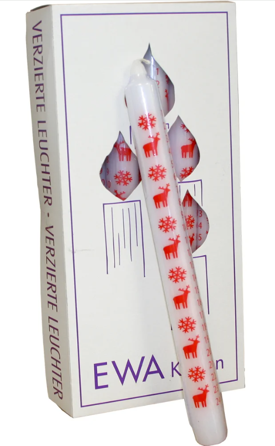 German Advent Taper Candle, Snowflake & Reindeer – Little Goose Toys