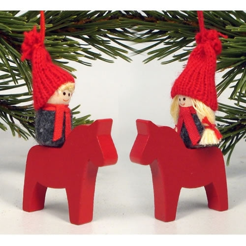 Tomte Boy on Dala Horse Ornament – Little Goose Toys