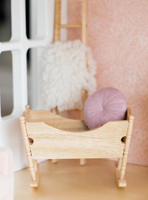 Dollhouse Rocking Nursery Cradle, Natural Wood – Little Goose Toys