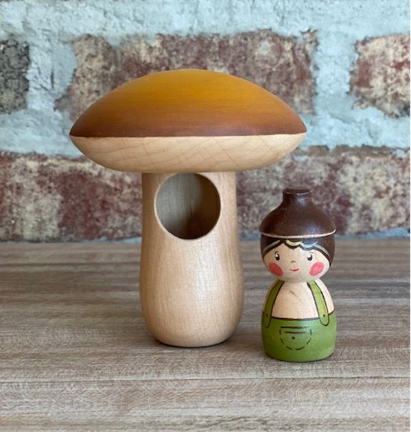 Wooden Mushroom House w/ Acorn Doll by Gnezdo Toys – Little Goose Toys