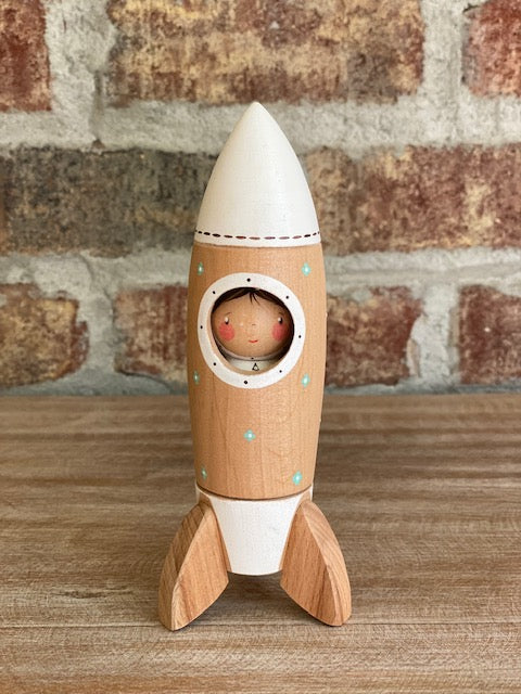Wooden Space Rocket w/ Astronaut by Gnezdo Toys – Little Goose Toys